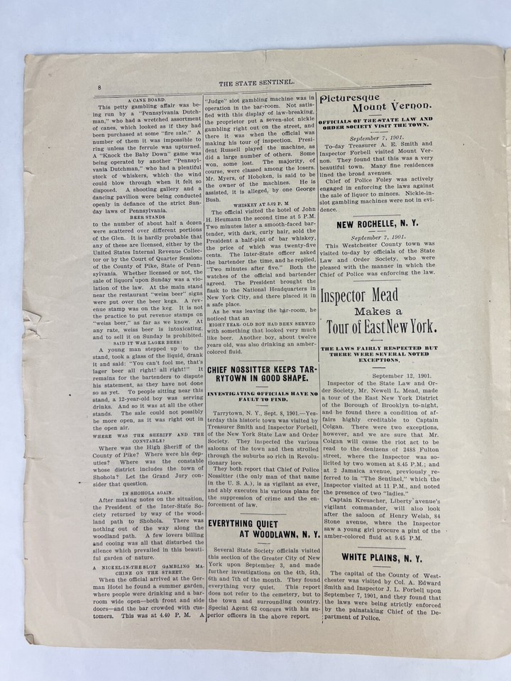 Sept 1901 STATE SENTINEL Police Excise Journal MAGAZINE William ...