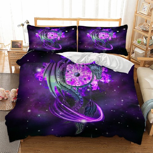 Dragon Quilt Duvet Doona Cover Set Queen Super King Size Bedding Dream ...