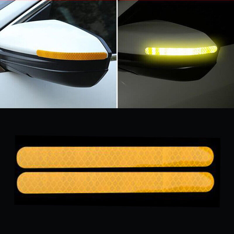 2x Yellow Reflector Car Rearview Mirror Reflective Stickers Tape 16 x 1 ...