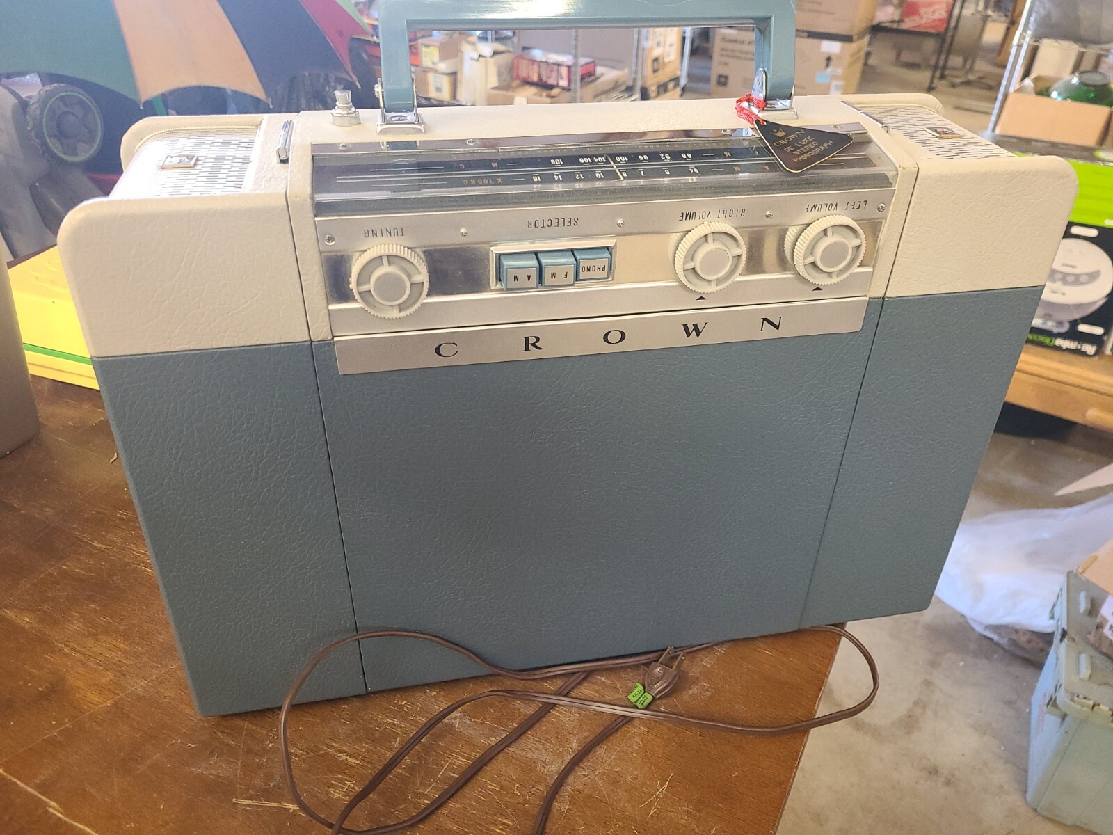 Vintage Crown STP-60 stereo phonograph boom box portable fm am 3 speed turntable | eBay