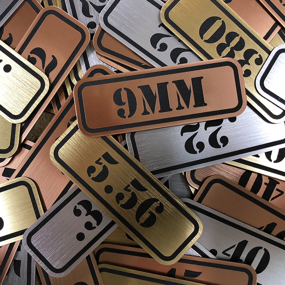 (4x) 9mm Metallic Ammo Can Badge Sticker Self Adhesive Label 3M bullet ...