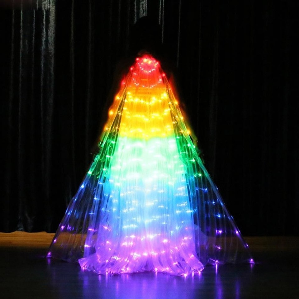 Luminous With Telescopic Sticks LED Wings Belly Dance Wings Performance ...