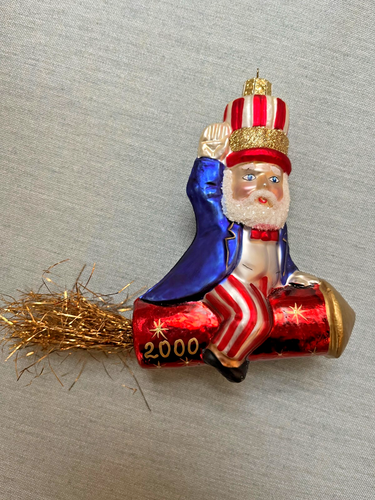 Christborn Glass Ornament - Uncle Sam On Rocket 2000 5” | eBay
