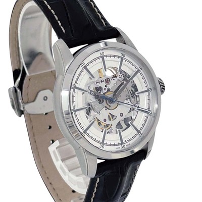 HAMILTON Railroad Skeleton H40655751 Men's SS Leather Automatic 42mm ...