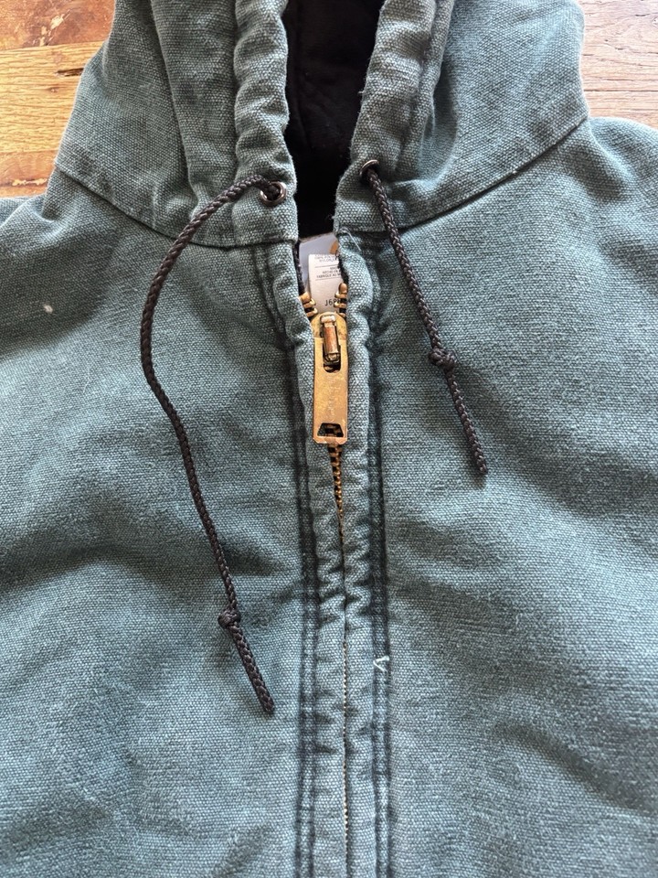 VINTAGE 1990s CARHARTT J68 MOS GREEN FULL-ZIP JACKET LARGE | eBay
