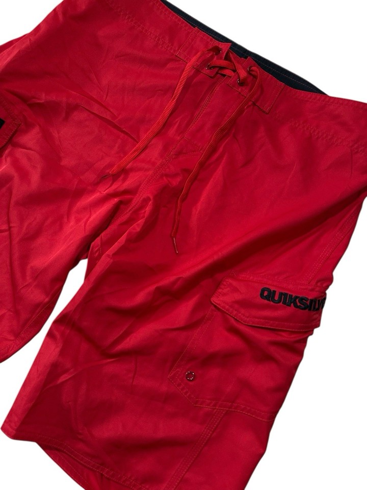 BNWOT Men’s Quiksilver Red Black Pattern Board Swim Shorts Lightweight ...