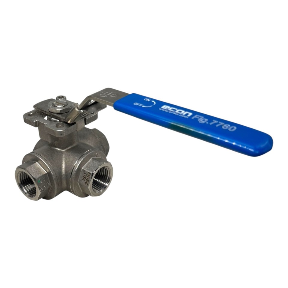 ECON Fig.7780 Ball Valve 1/2” Stainless Steel 3-Wege Valve T Bore Iso ...
