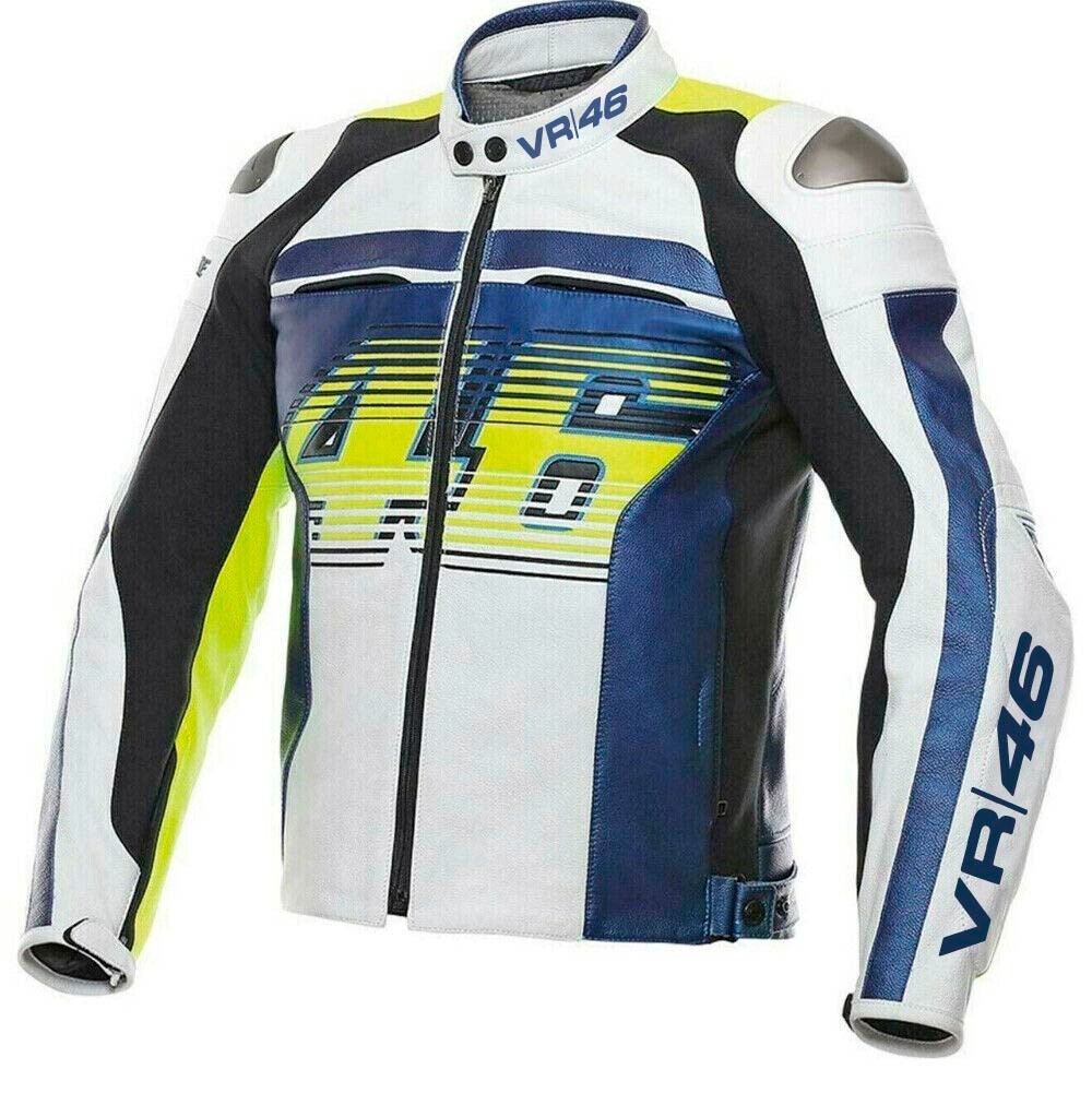 Men's VR46 Motorbike Leather Jacket CE ARMOUR Valentino Rossi Custom ...