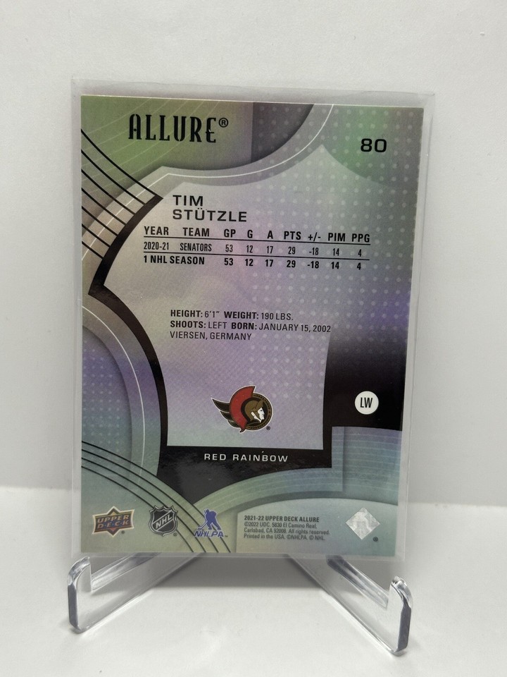 21-22 UD Allure Hockey Red Rainbow SP Parallel 80 Tim Stutzle | eBay