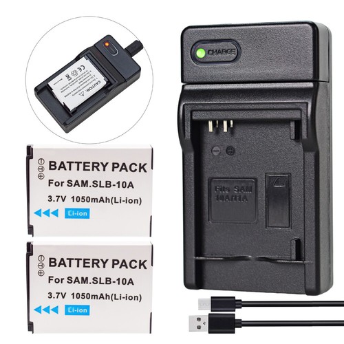 2x SLB-10A Battery +SLIM Charger for Samsung EX2F HZ15W SL202 SL420 ...