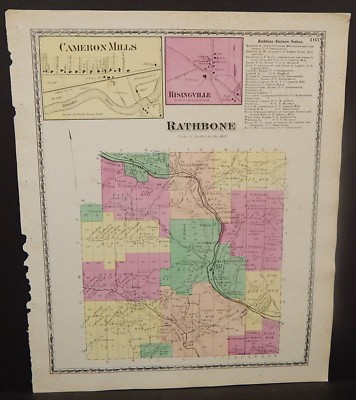 New York Steuben County Map Rathbone Township 1873 Y16#55 | eBay