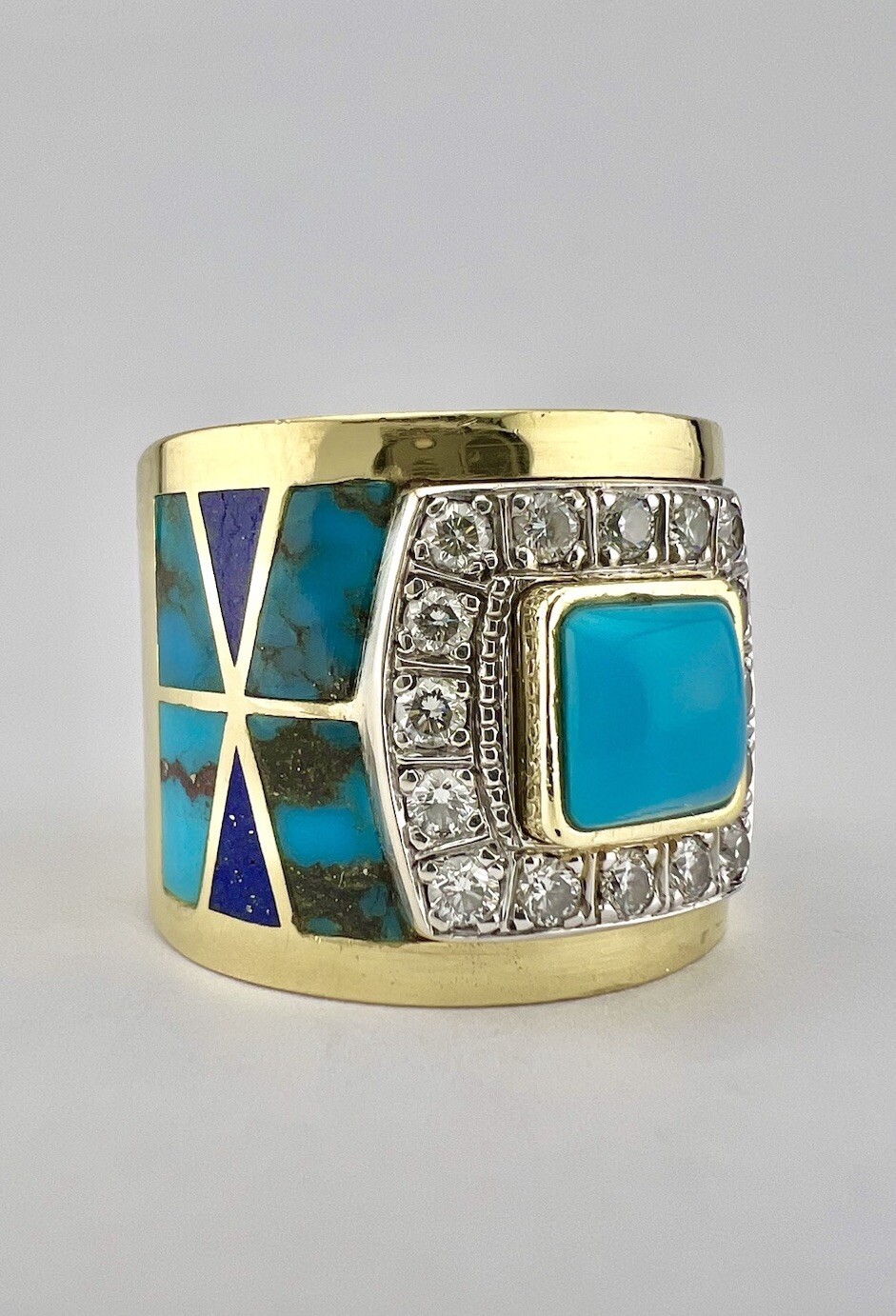 David Freeland Jr Navajo 18k Gold Bisbee Turquoise VS… - Gem