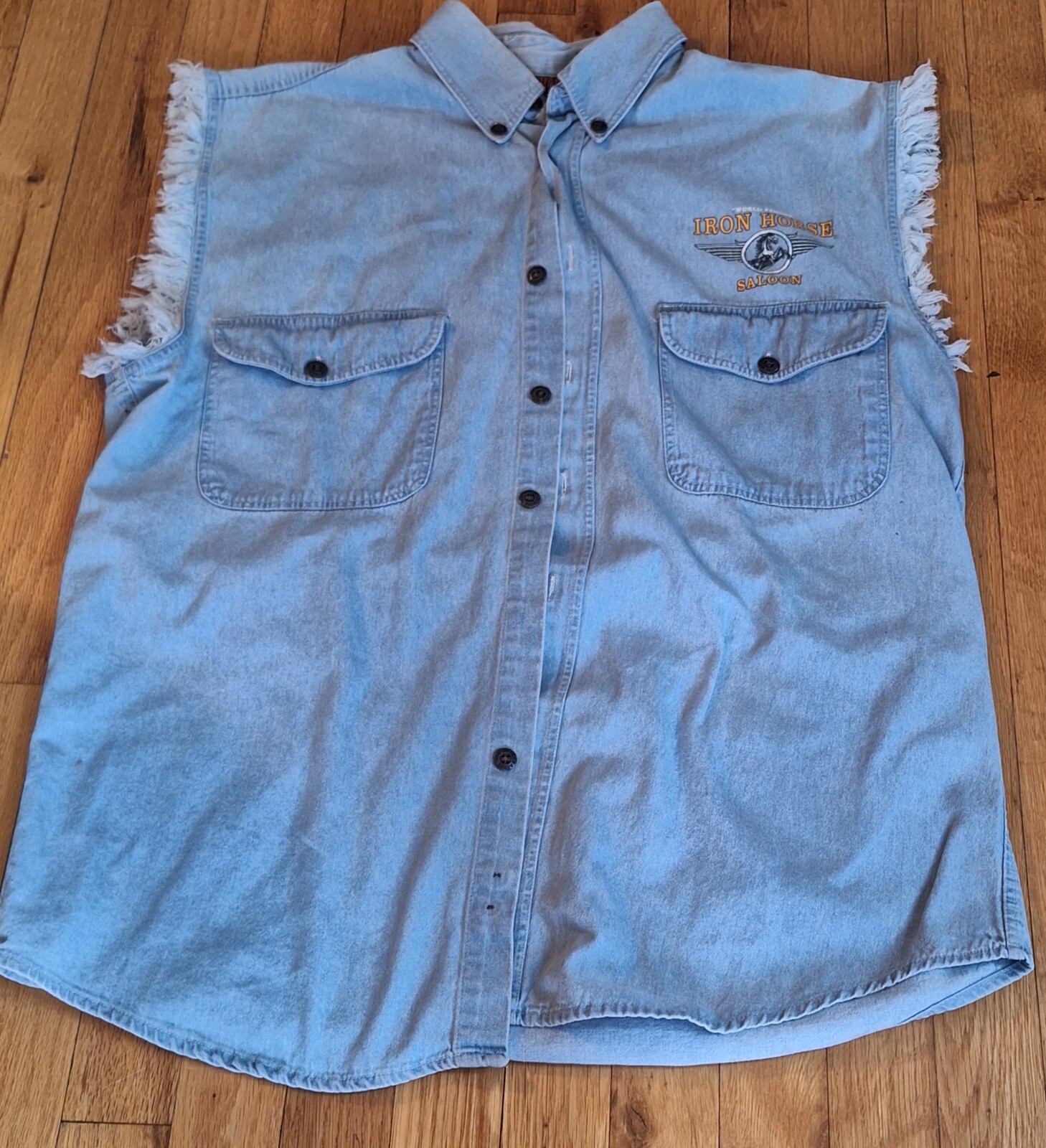 Men's World Famous Iron Horse Saloon Cut Off Denim Sh… - Gem