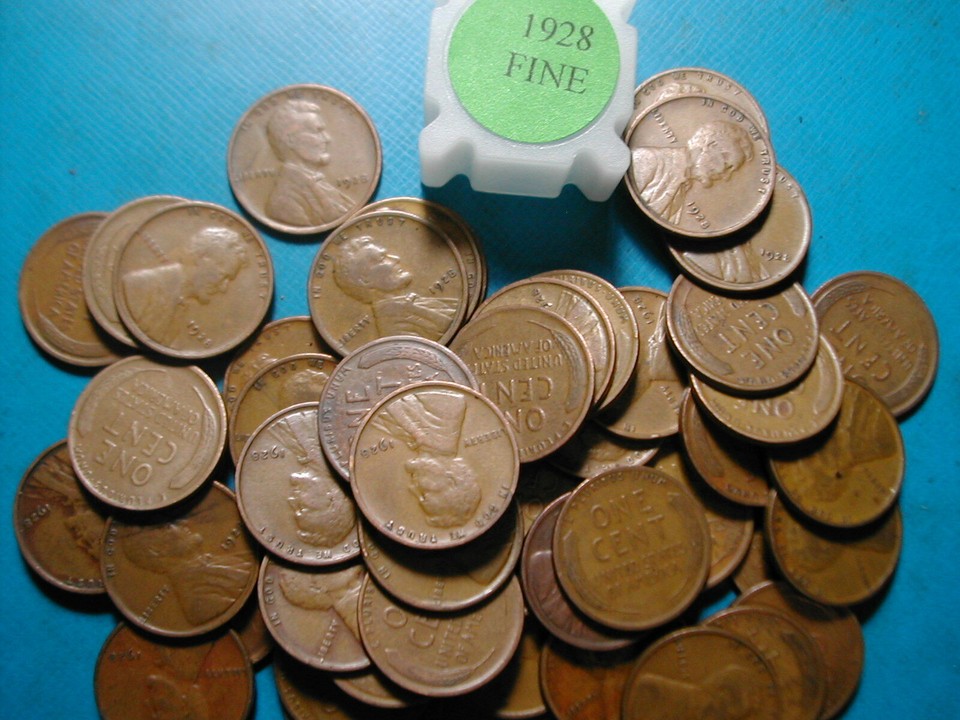 1926, 1927, 1928, 1929 LINCOLN WHEAT CENT (4) ROLLS, all in "fine" 200 ...