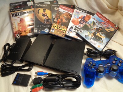 Original Sony PlayStation 2 bundle PS2 Slim Console REFUR REBUILT + 8 ...