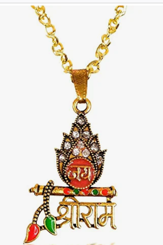 Indian Traditional Stone Studded Shri Ram With Bansuri Pendant For ...