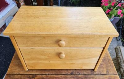 Vintage Julie Pomerantz Wood Bread Box Pull Drawer & Lift Top Storage ...