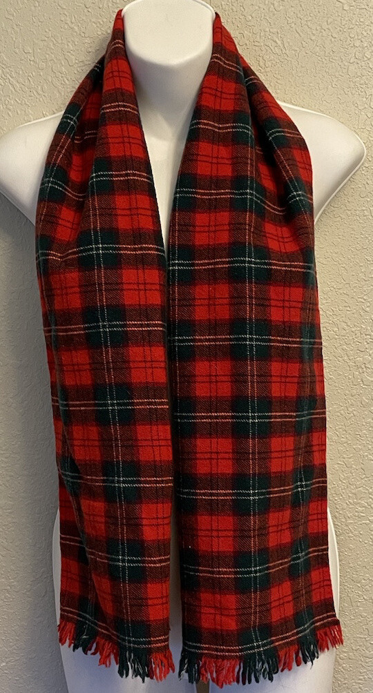 Vintage PENDLETON 100% Wool Scarf Plaid Made in USA - Gem