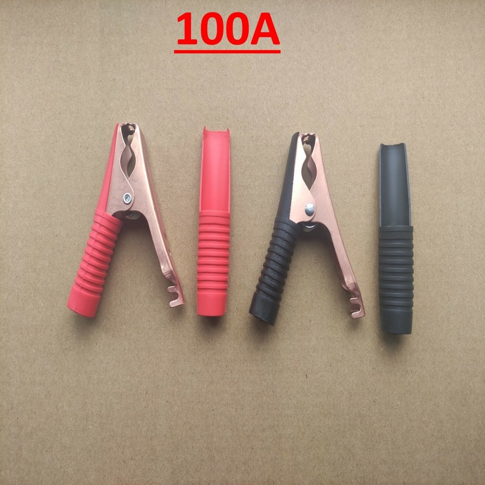 2x Crocodile Clips Alligator Clamps Battery Electrical Test Insulated ...