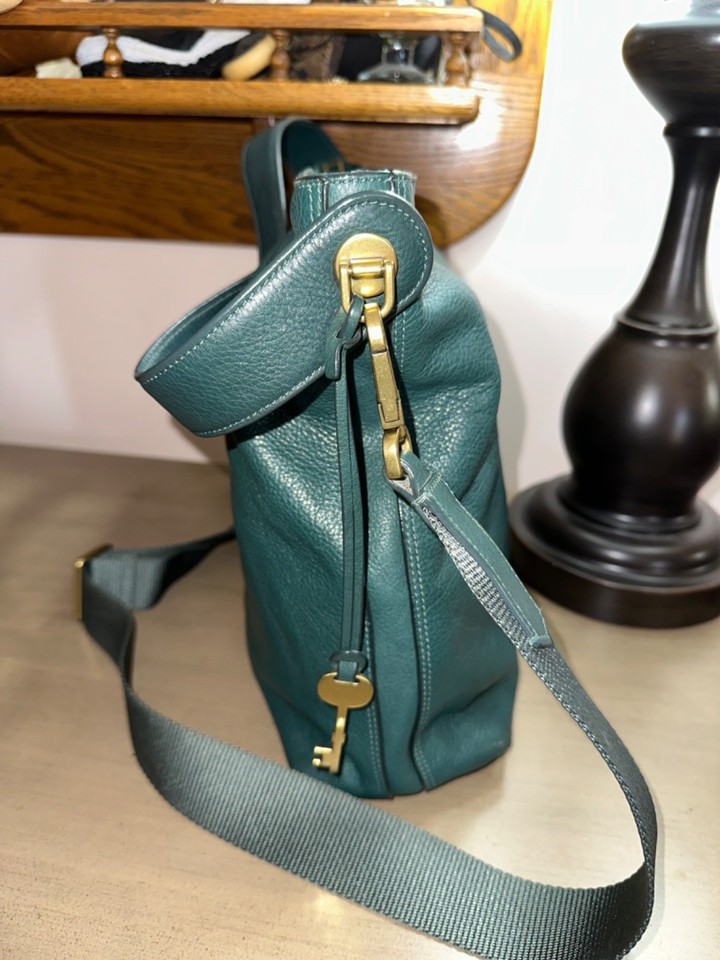 FOSSIL Maya hobo shoulder bag purse Dark green pebbled leather EUC | eBay