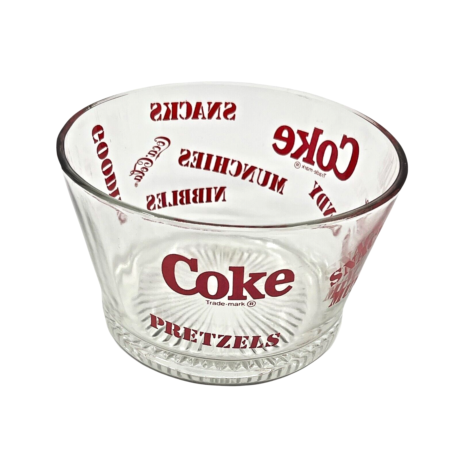 VTG 1980s Coca-Cola Coke Heavy Glass Snack Pretzel Candy Bowl Ice ...