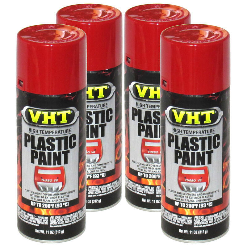 VHT High Temp Paint SP821 (4pk); Plastic Paint 11oz Aerosol Gloss Red ...