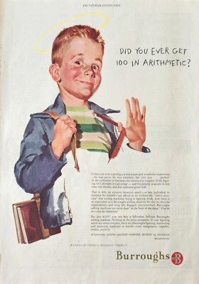 1949 Burroughs Adding Machine Company Vintage Ad 100 in arithmetic | eBay
