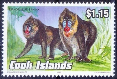 Mandrill, Monkeys, Wild Animals, Cook Islands 1992 MNH, Margin | eBay