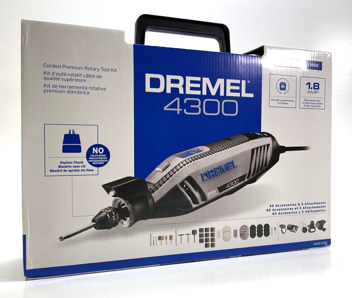Dremel 4300-5/40 High Performance Rotary Tool Kit with LED Light ...