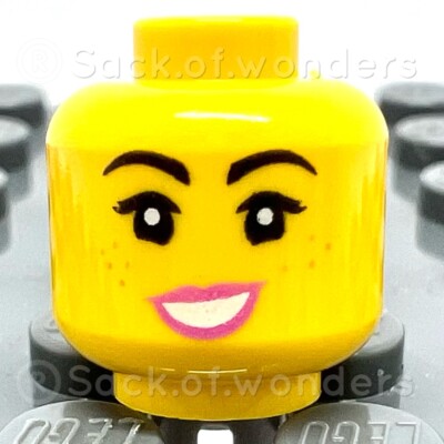 Authentic LEGO Head Face Woman Girl Happy Smile Screaming Singing ...