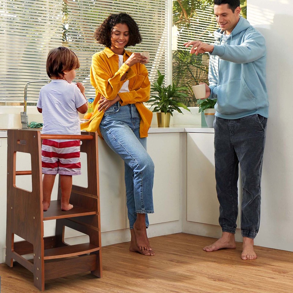 Kitchen Buddy Kids Step Ladder Stool Toddler Learning Tower Safety Bar Helper | eBay