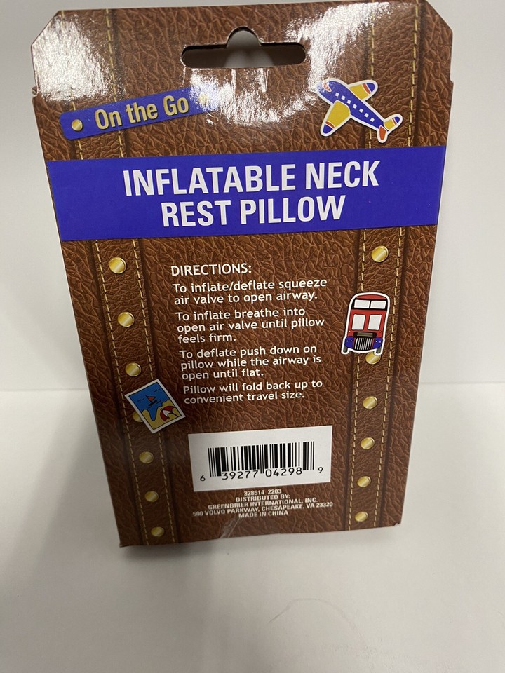 Inflatable Neck Rest Pillow Navy Blue Great for Travel Comfort Rest On ...