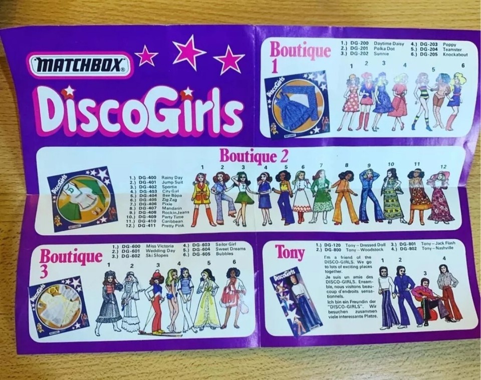 VINTAGE RARE 70S MATCHBOX DISCO GIRLS DOLL DOMINO DOLL IN ORIGINAL BOX ...