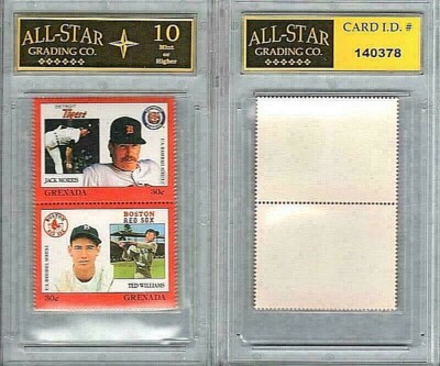 TED WILLIAMS & JACK MORRIS Vintage US GRENADA BASEBALL STAMPS GRADED ...