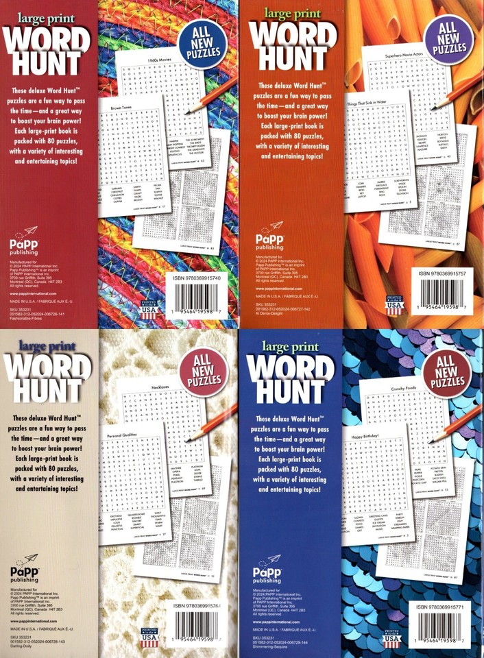 Large Print Word Hunt - All New Puzzles - Vol.141 -144 | eBay