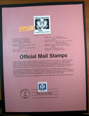 US Stamp Souvenir Sheet Scott# O133 Official Mail 1983 Used L664 | eBay