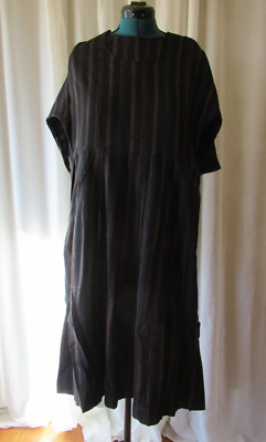 Vintage handmade Navy w brown pinstripe simple dress conservative 80s ...