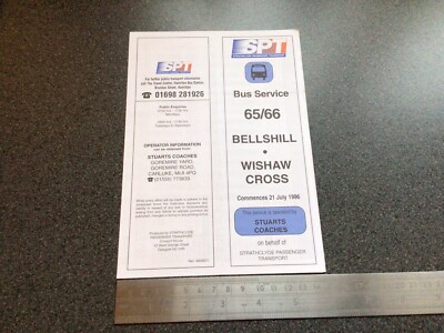 Stuart’s Coaches Scottish Bus Route 65/66 Timetable SPT July 1996 ...