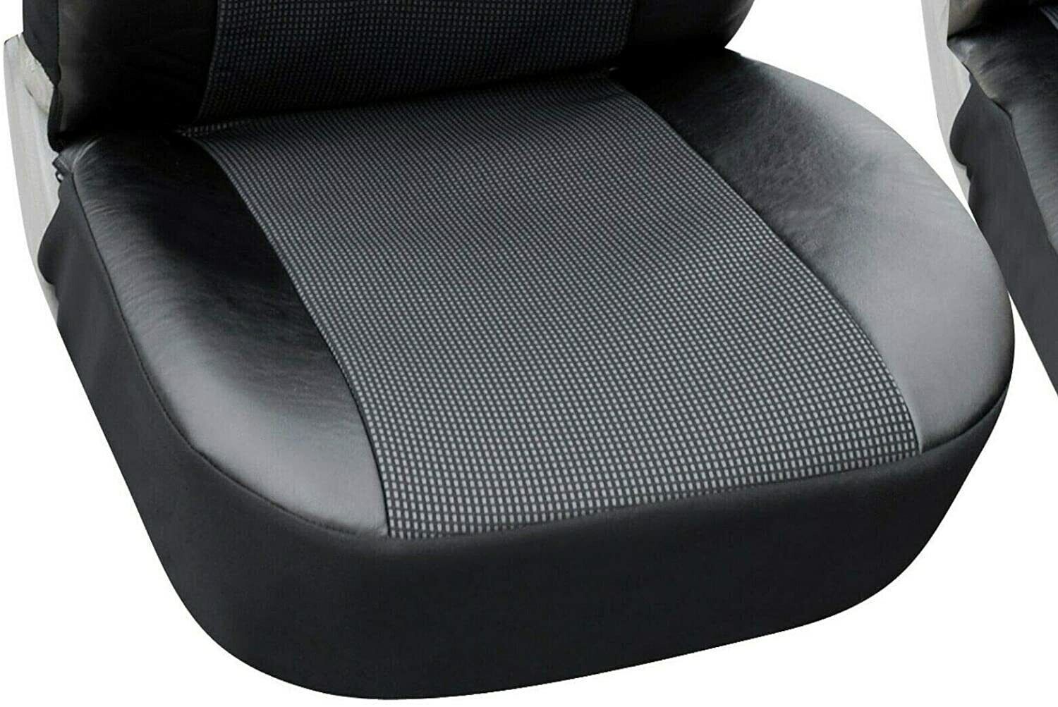 2+1 Black Pu Leather & Premium Fabric Seat Covers For Renault Master ...