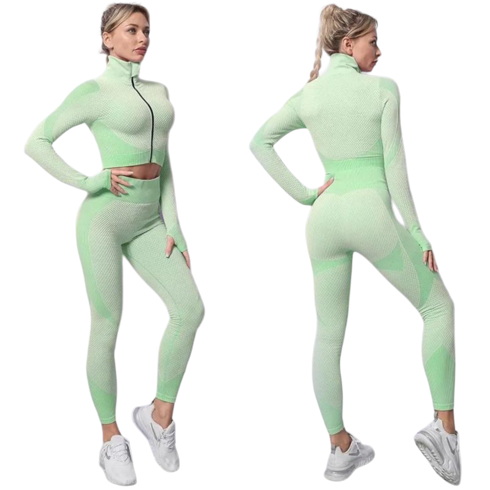 Seamless girls Yoga Set Workout Sportswear Gym Clothing Fitness Long ...
