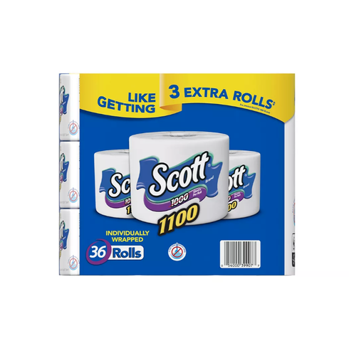 Scott Bathroom Tissue, 1-Ply, 1100 Sheets, 36 Rolls Toiler Paper FAST ...