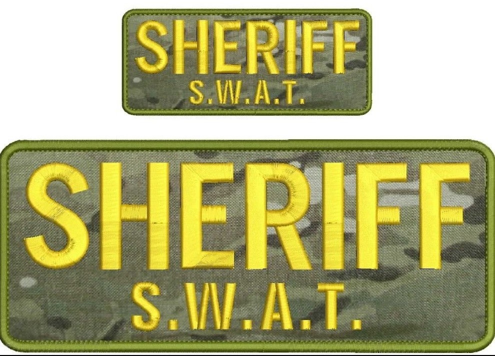 Sheriff SWAT embroidery patch 4x10 and 2x5 hook on back multicam gold ...