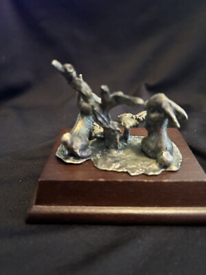 Vintage Pewter Metal Apperson Jack Rabbit Miniature Art Sculpture ...