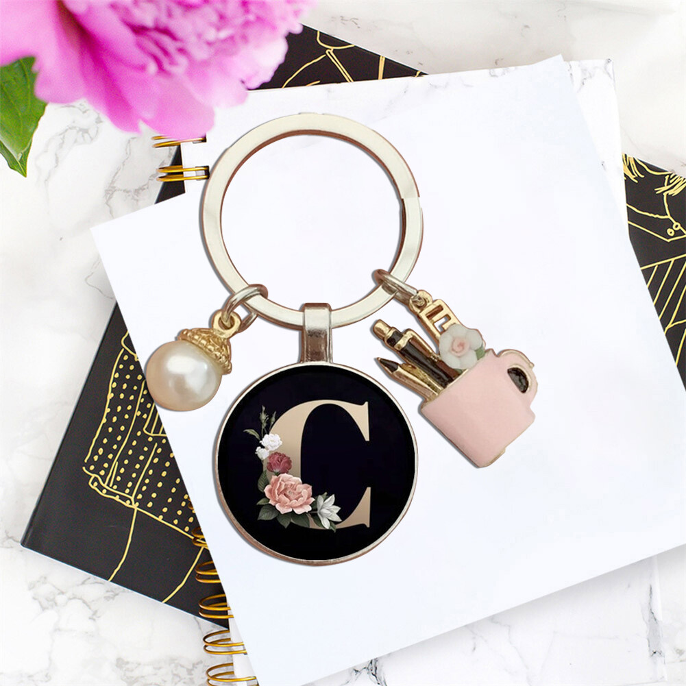 Letter A-Z Keychain Alphabet Letter Keychain Charms for Women Men 2.5cm ...