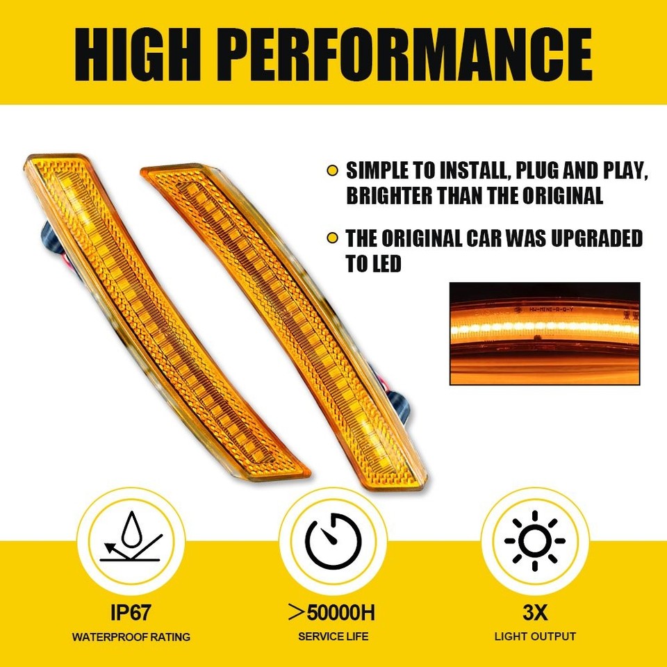 For Mini Cooper R55 R57 R56 Smoked Front Amber LED Side Marker Lights ...