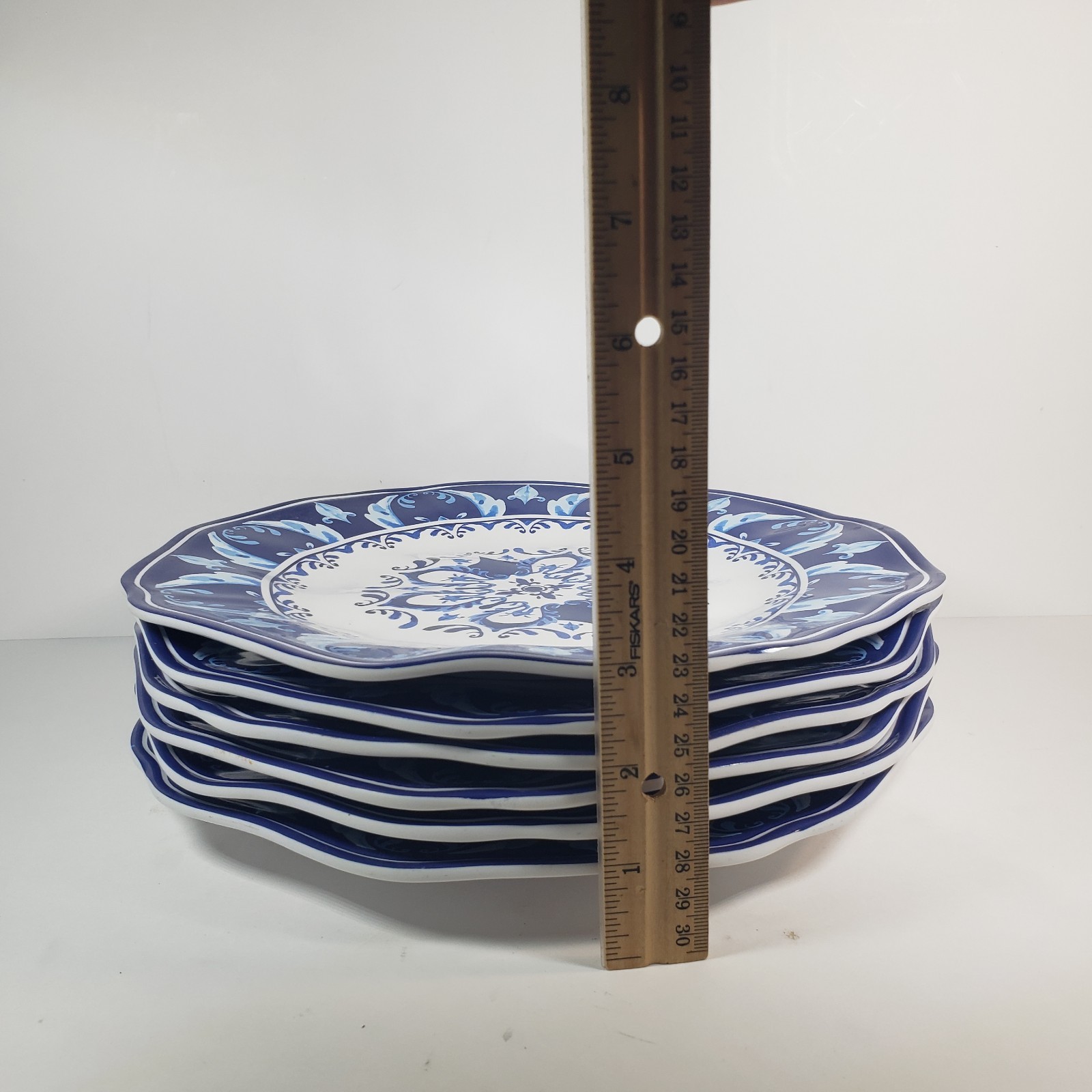 Panama Jack Set 6 Dinner Plates Melamine Blue Medallion Spanish Border ...