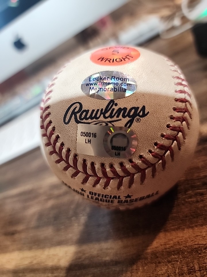 David Wright Signed Game Used Baseball Mets Game Used Signed Rare ...