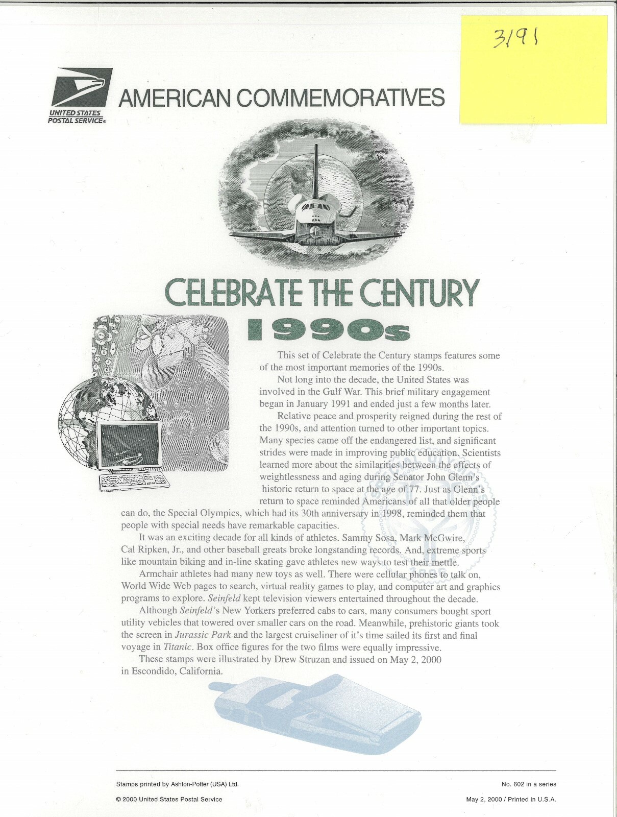 USPS COMMEMORATIVE PANEL #602 CELEBRATE THE CENTURY 1990S #3191 | eBay