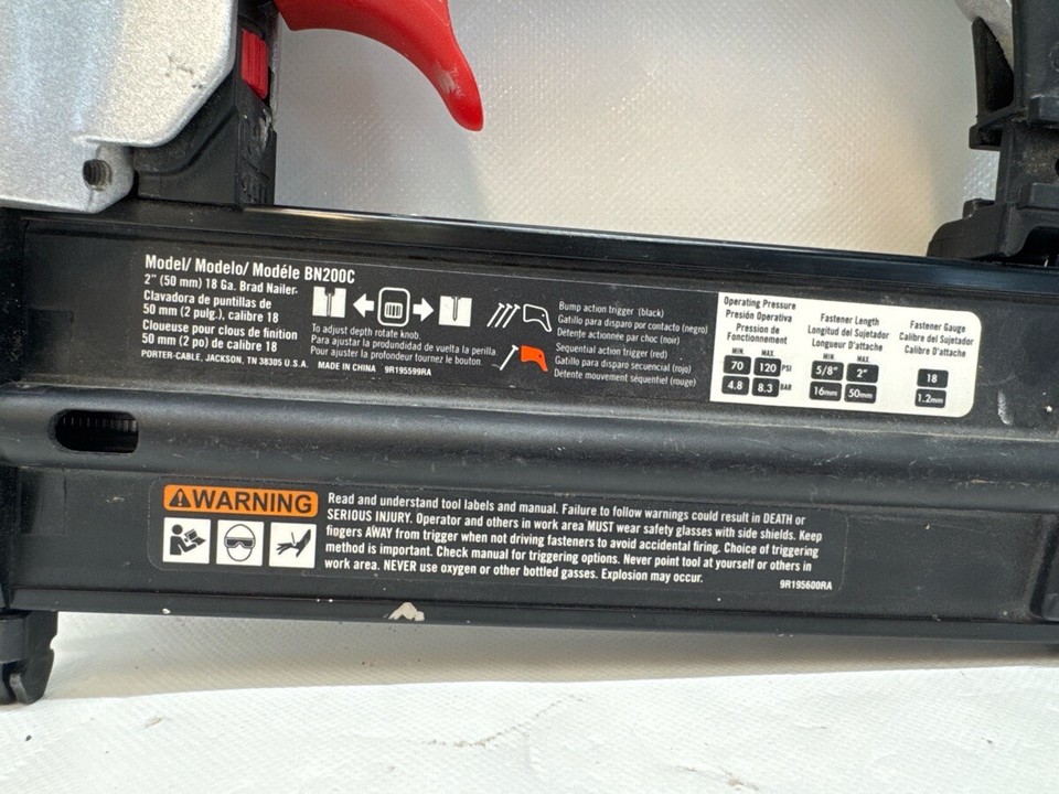 Porter Cable 2" 18GA Pnuematic Brad Nailer BN200C 77914056287| eBay