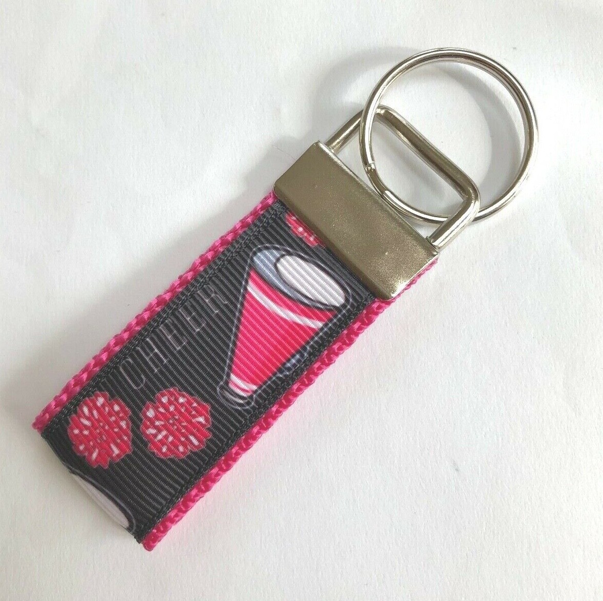 CHEERLEADING Mini Key Chain Ribbon Key Fob Handmade, Backpack Dangle ...
